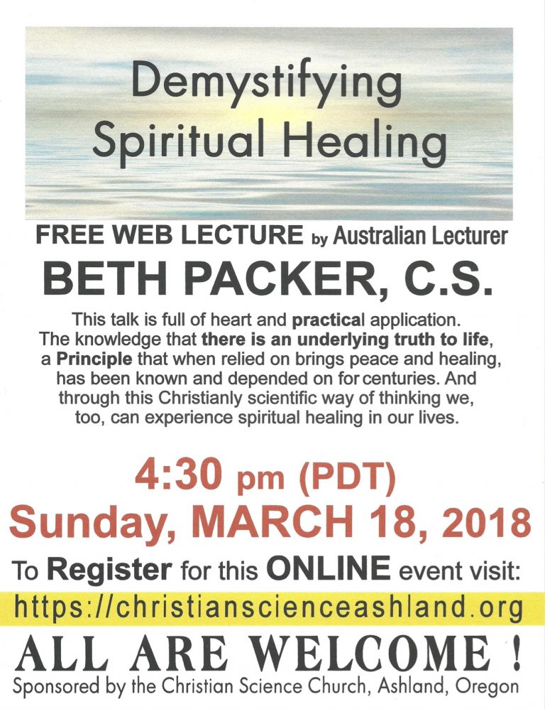 Demystifying Spiritual Healing – Christian Science Lecture by Beth ...